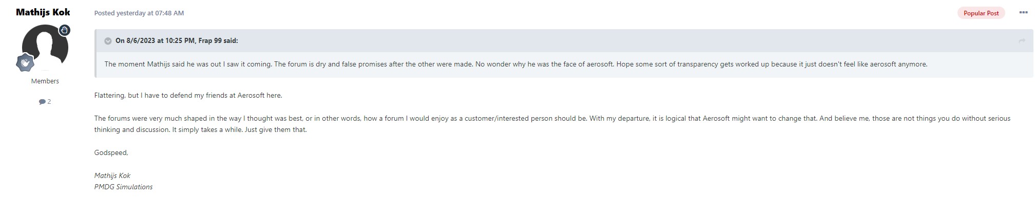 “A New Adventure”: Industry Veteran Mathijs Kok Joins PMDG - Threshold